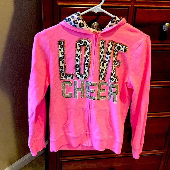 Justice | Shirts & Tops | Justice Love Cheer Hooded Zip Up Sweatshirt ...